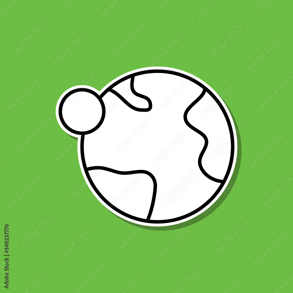 Earth sticker icon. Simple thin line, outline vector of cartooning ...