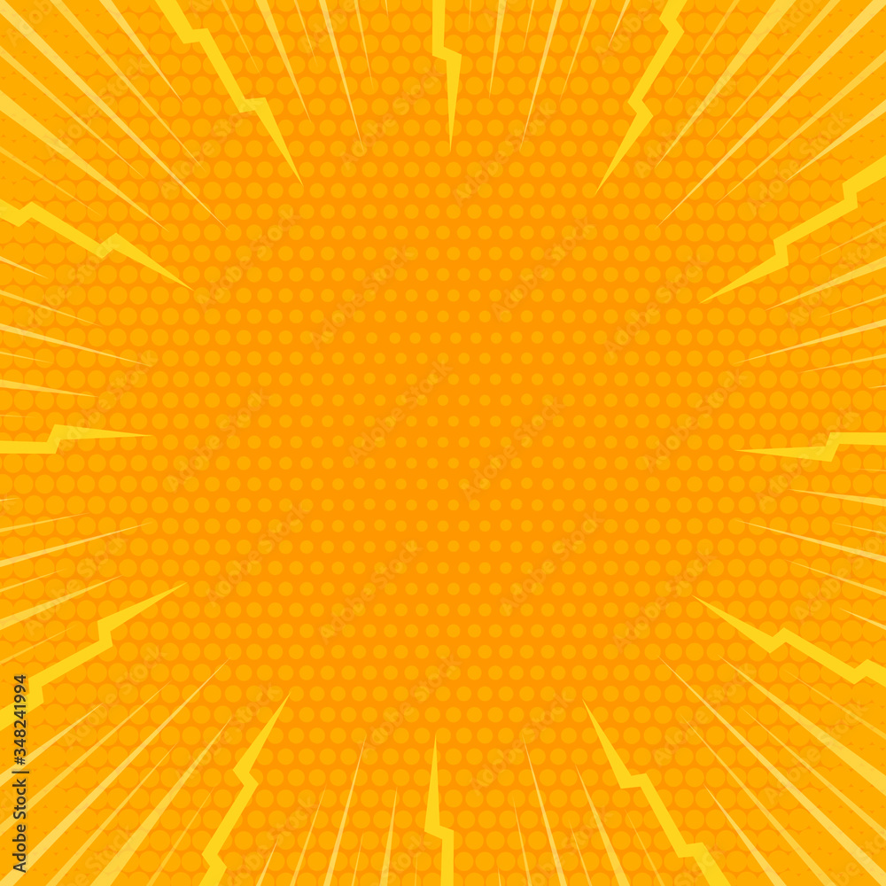 Comic dots yellow background. Vector illustration in pop art style ...