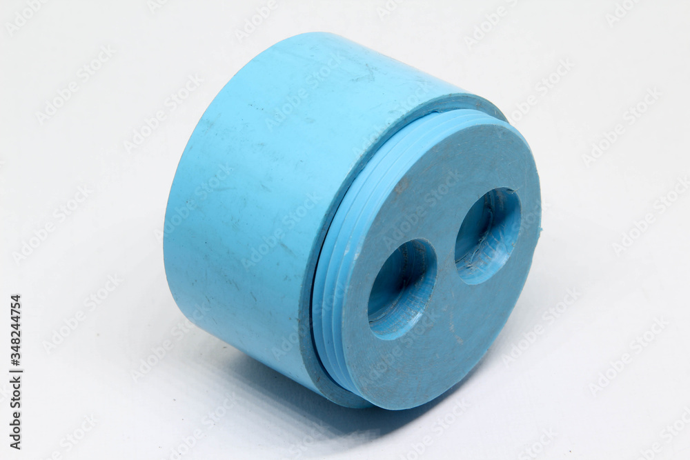 PVC sewage cleanout and PVC lid for drainage system of building. Stock ...