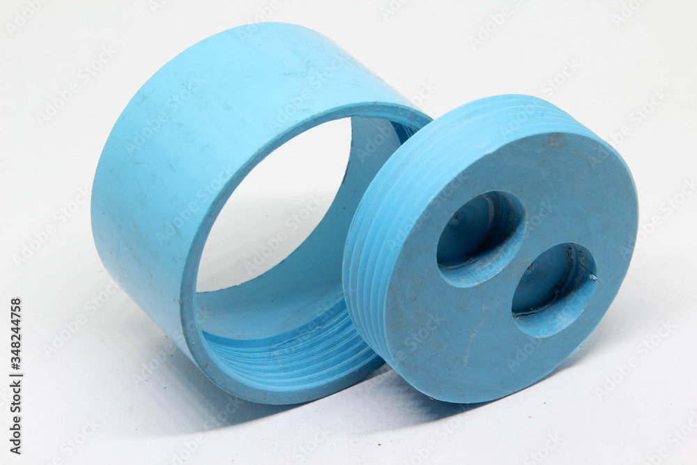 PVC sewage cleanout and PVC lid for drainage system of building. Stock ...