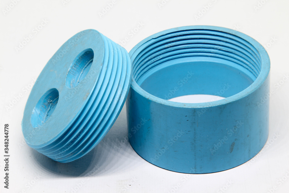 PVC sewage cleanout and PVC lid for drainage system of building. Stock ...