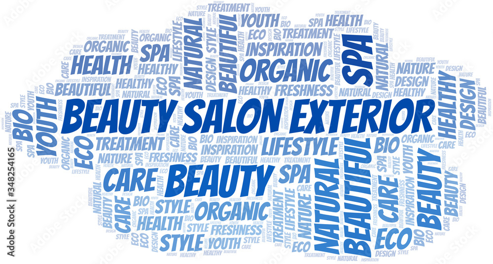 Beauty Salon Exterior word cloud collage made with text only. Stock ...