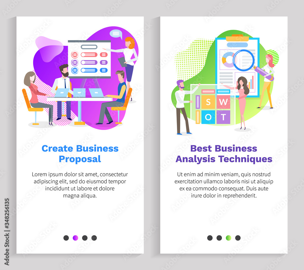 Business proposal vector, people working on analysis technique for ...