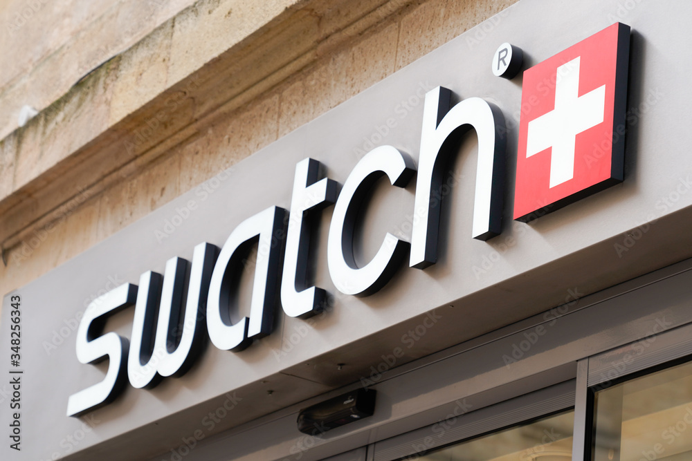 Swatch logo sign swiss watch manufacturing watches Stock-Foto | Adobe Stock