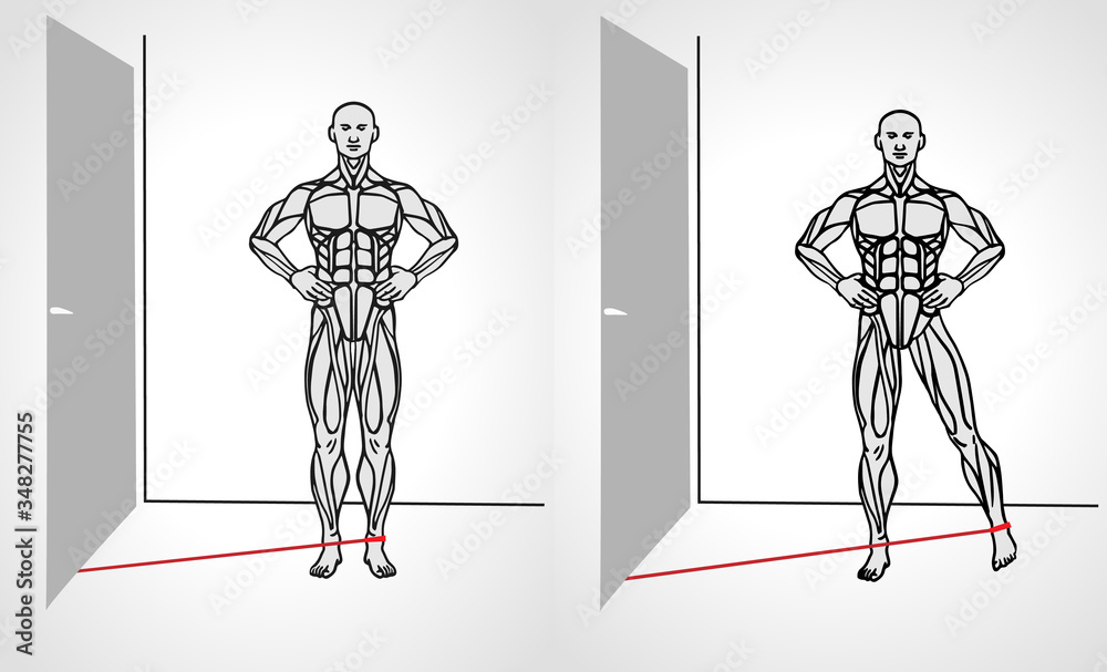 Vetor de Leg adductor with band leg adductor exercise do Stock | Adobe ...