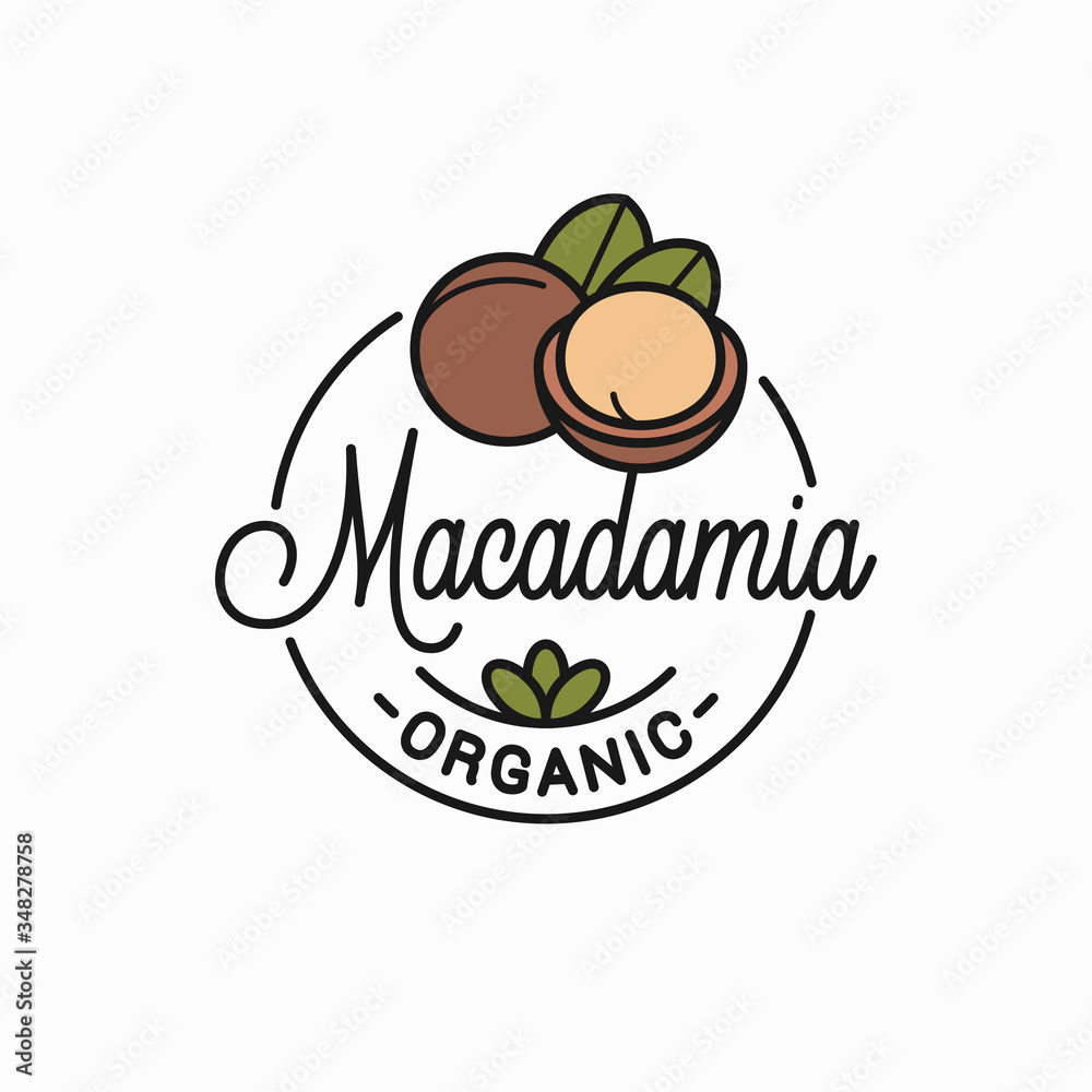 Macadamia nut logo. Round linear of macadamia Stock Vector | Adobe Stock