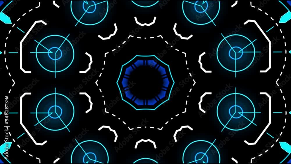 The circular animated video rotates with a bright flashing light to ...