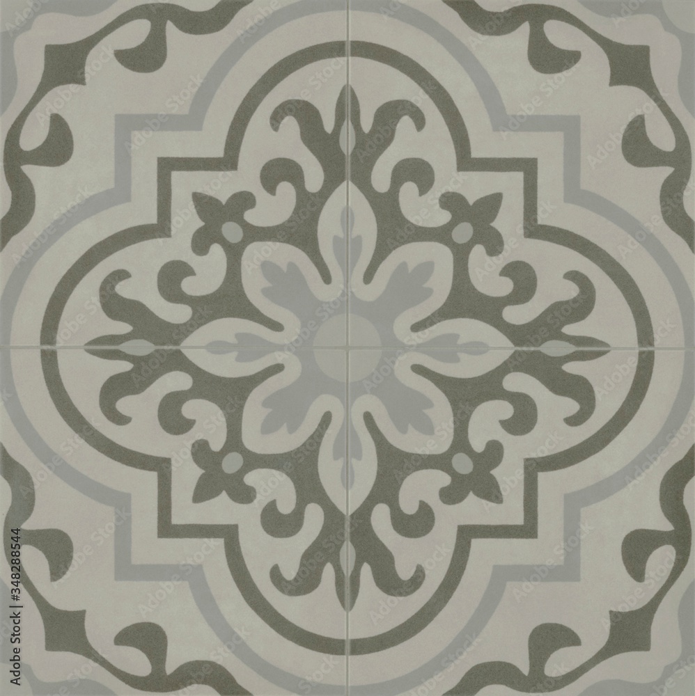 Seamless grey porcelain tile texture with traditional pattern for ...