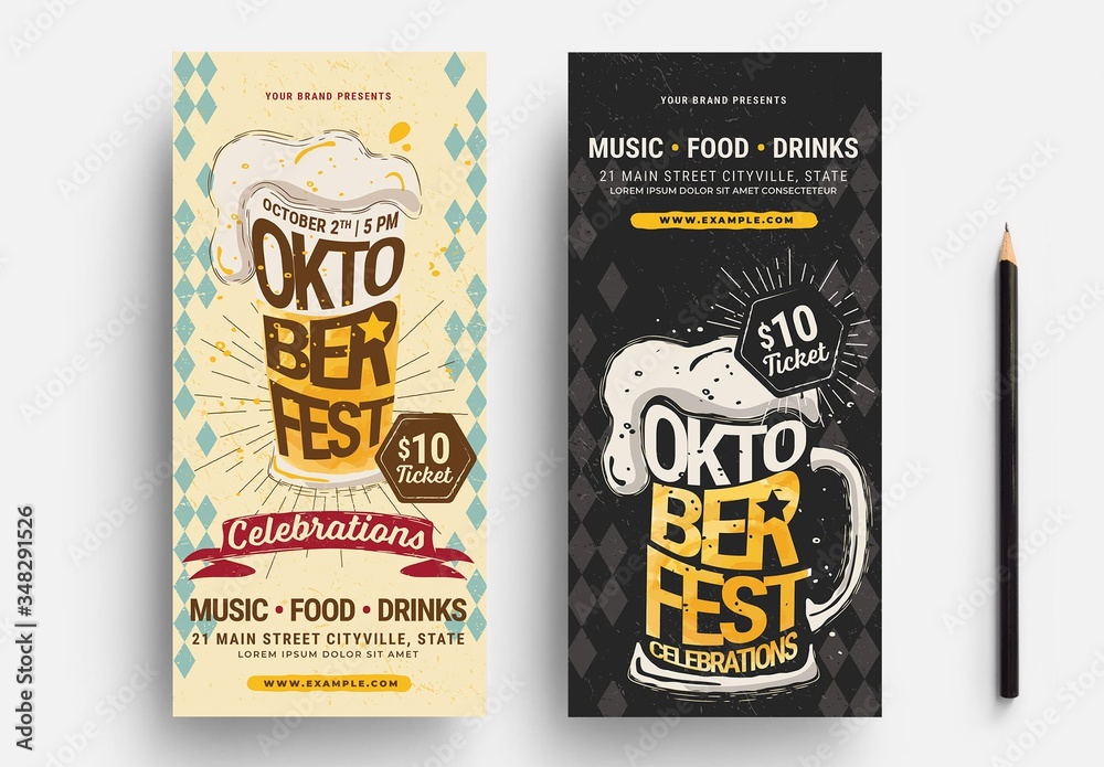 Oktoberfest Flyer Layout with Frothy Beer Illustration Stock Template ...