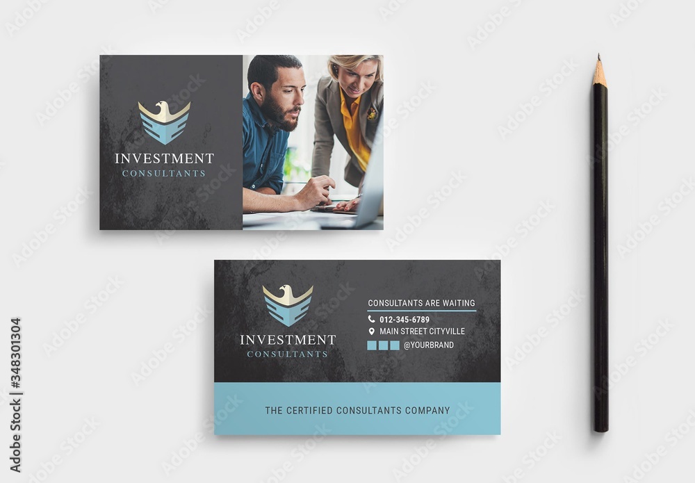 Business Card Layout for Financial and Investment Services Stock ...