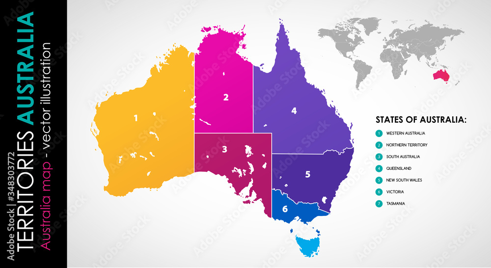 Vector map of Australia regions beautiful colours Stock Vector | Adobe ...