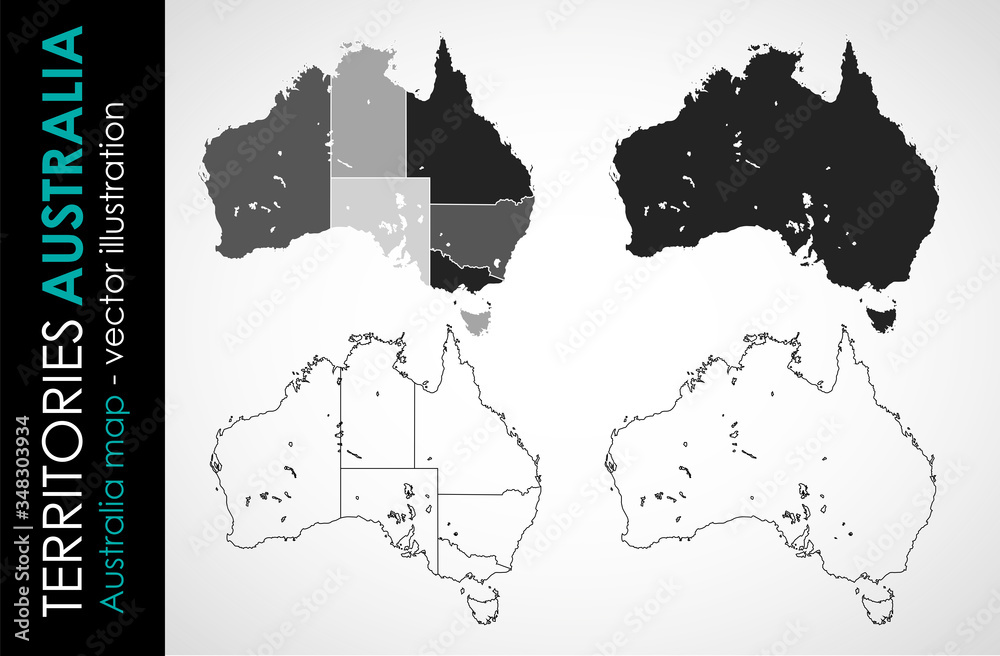 Vector map of Australia regions gray monohromatic Stock Vector | Adobe ...
