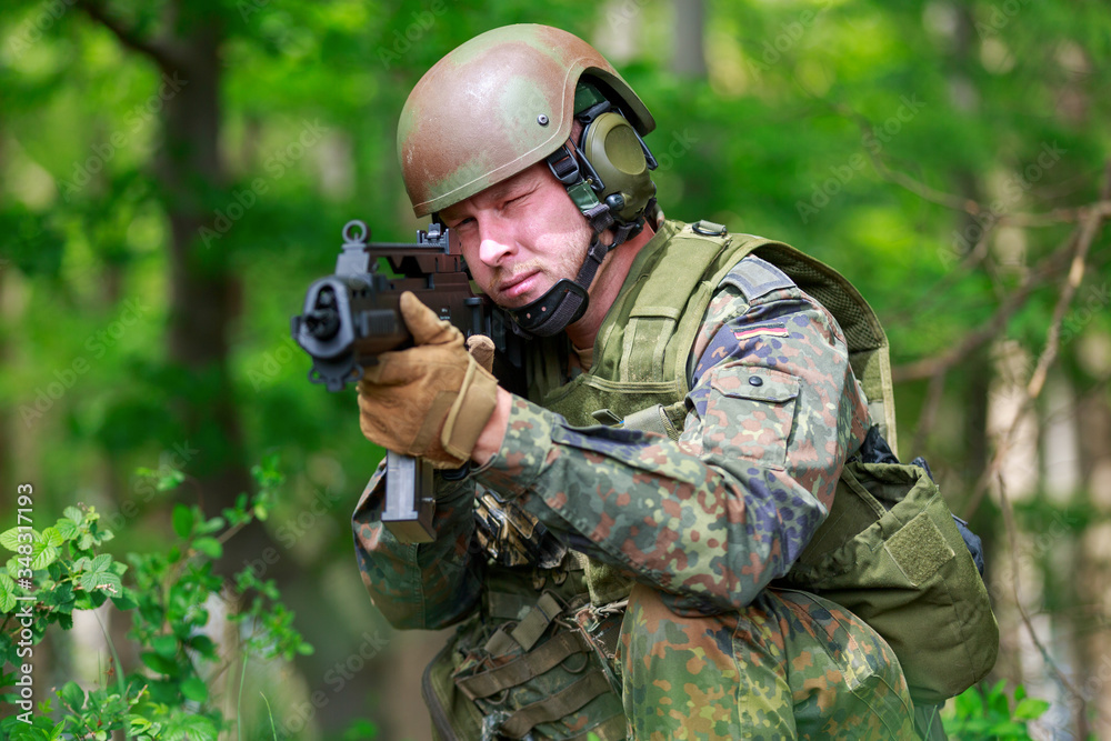 German soldier with a german assault rifle Stock Photo | Adobe Stock