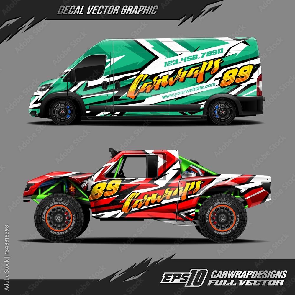 Car wrap decal graphic design. Abstract stripe racing and sport ...