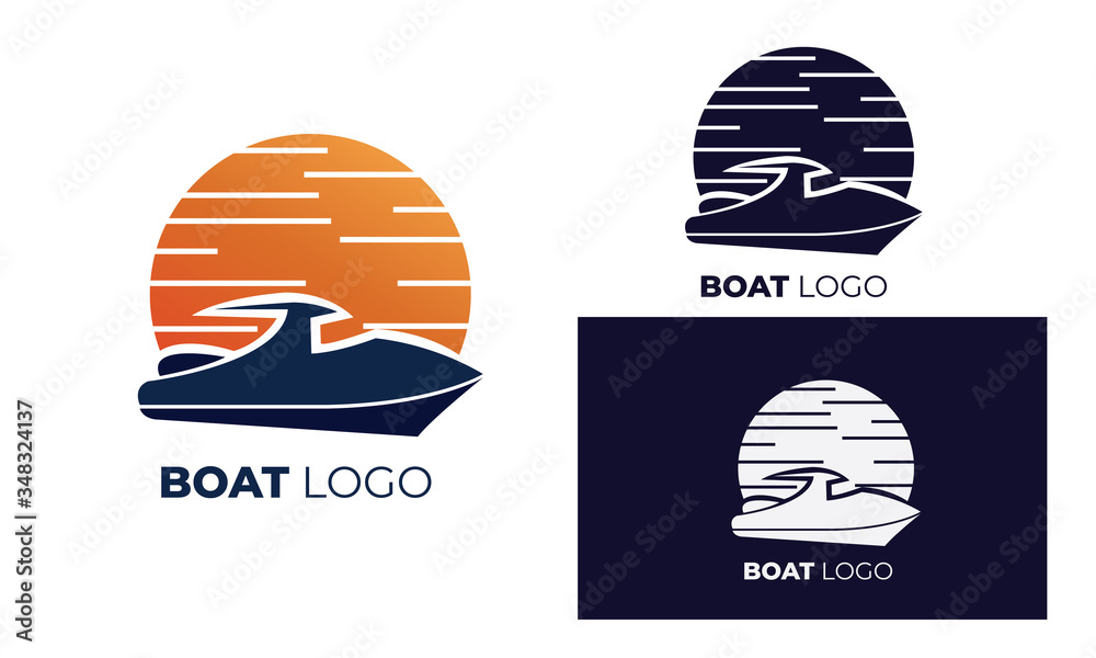 boat logo with style modern , can also be used yacht logo ,sailboat ...