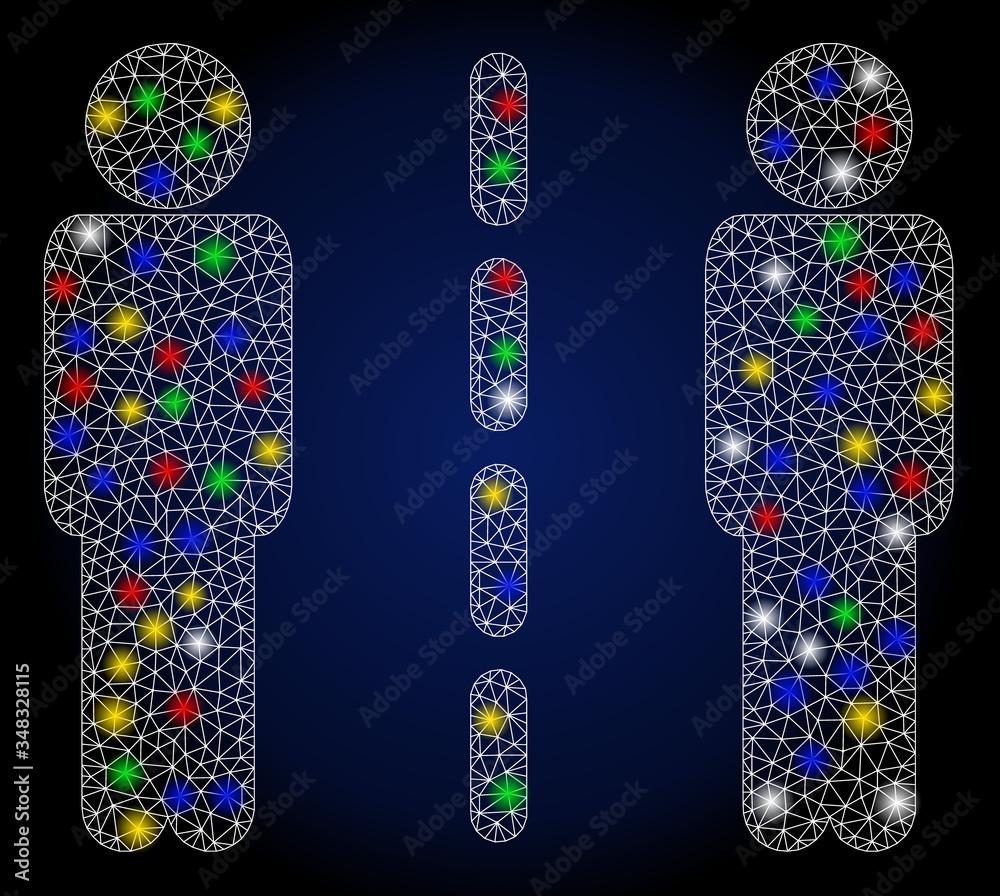 Colorful mesh social isolation with glare effect. Abstract illuminated ...