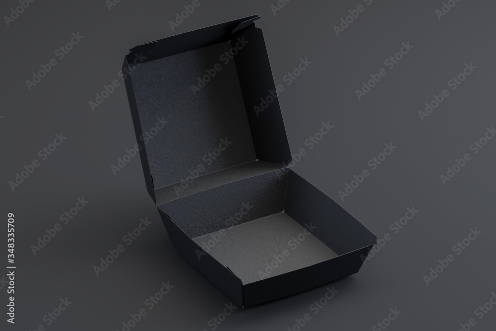 Blank Black Cardboard Box on Black Background. Packaging Template. Mock ...