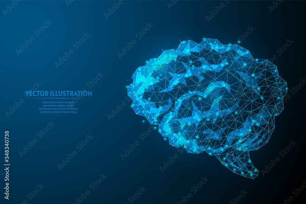 Human brain close up. Organ anatomy. Infrared computer mind, neurons ...