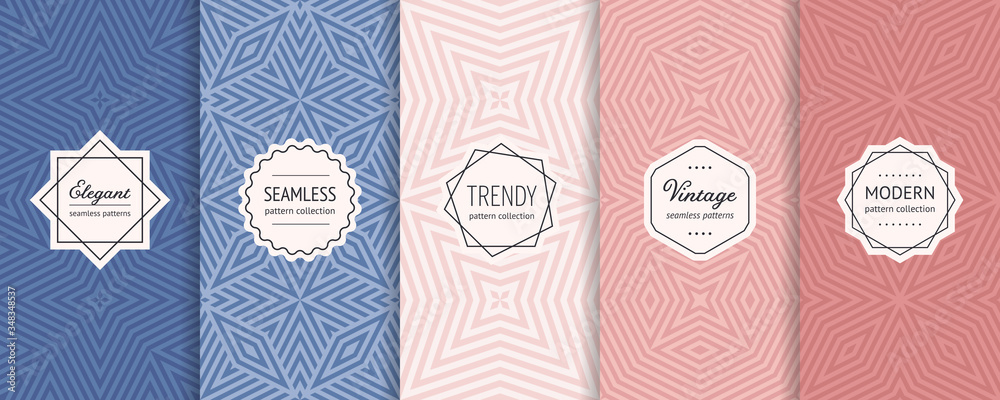 Colorful vector geometric seamless pattern collection. Set of simple ...