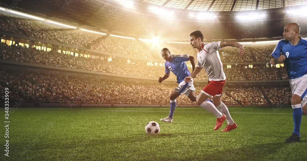 Soccer player shows great skills during the game on a professional ...