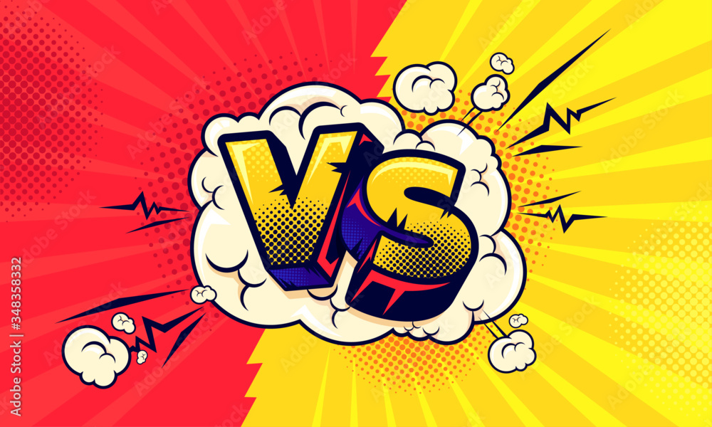 Versus Comic Frame Vs Comics Book Frames With Cartoon Comics Text
