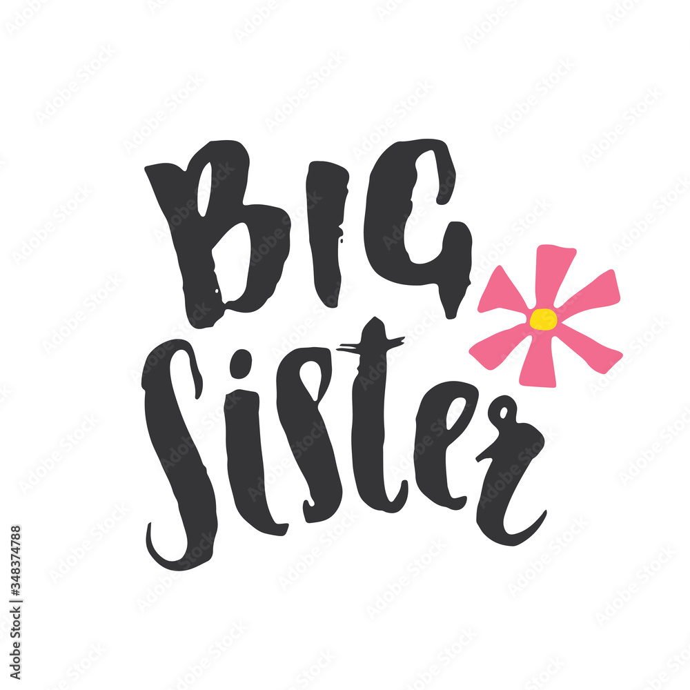 Big Sister calligraphic Lettering sign, child nursery printable phrase ...