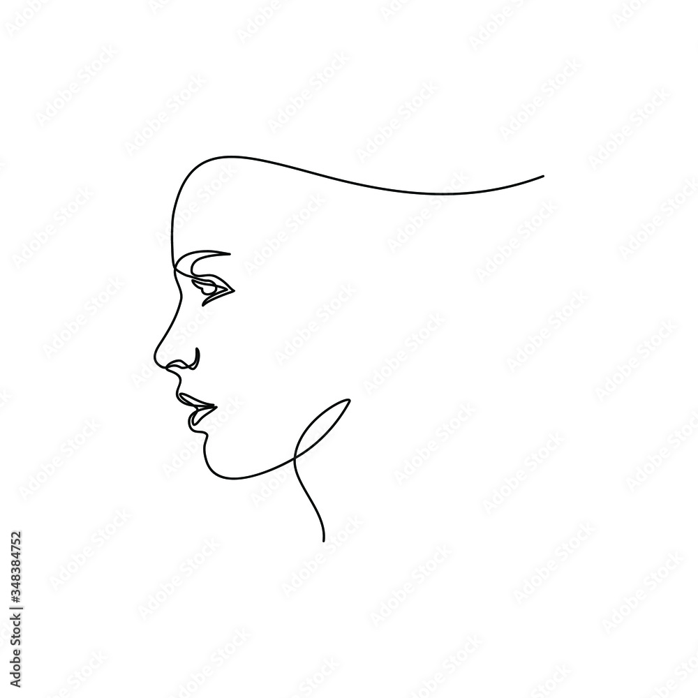 Continuous line drawing of Portrait of a Beautiful Woman's set faces ...