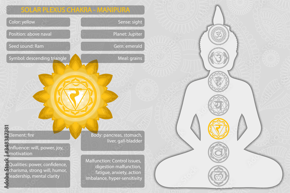 Chakras symbols with description of meanings infographic Stock Vector ...