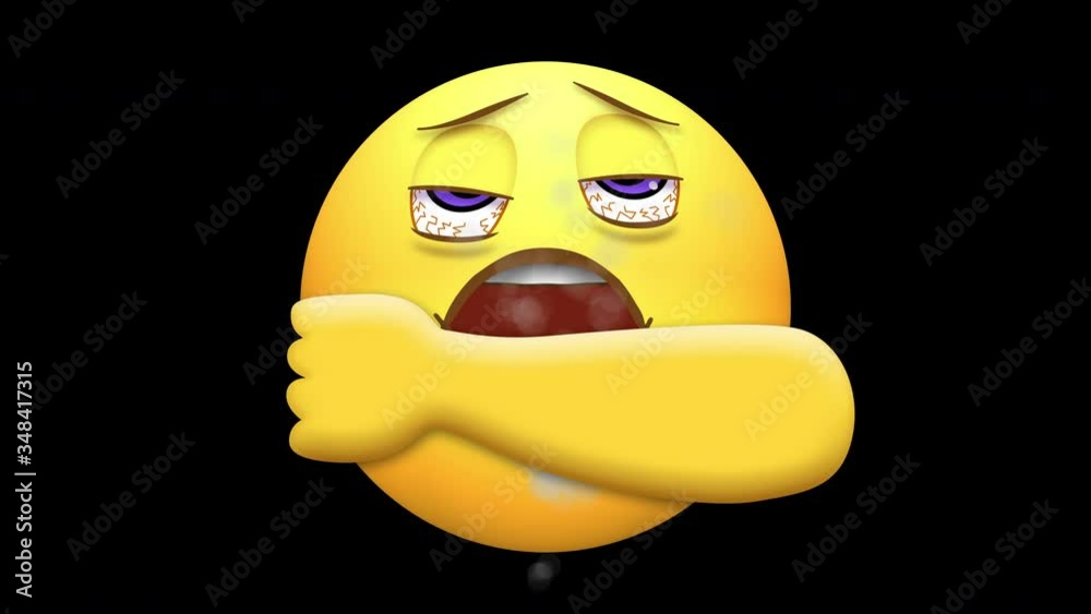 Sick emoji with luma matte. Coughing, fever, high temperature, icepack ...