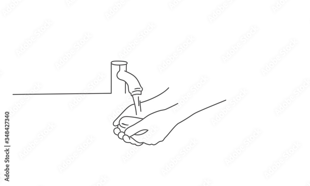 Wash your hands with soap line drawing vector illustration. Stock ...