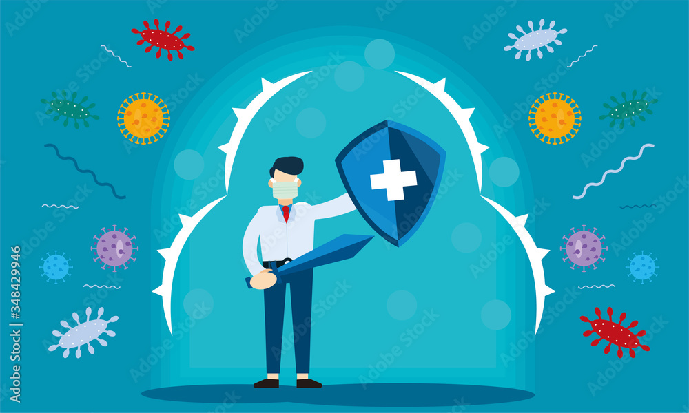 Immune system vector icon logo. Health bacteria virus protection ...