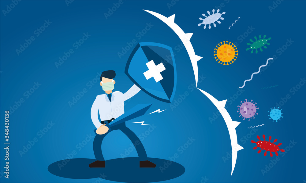 Immune system vector icon logo. Health bacteria virus protection ...