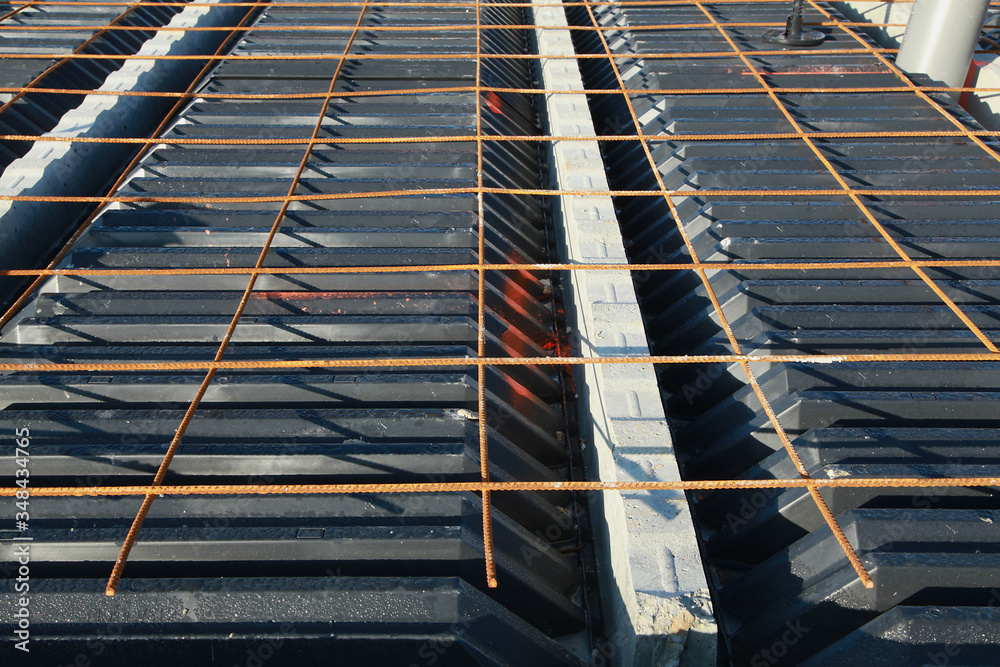 Hourdis en plastiques pour la construction de fondation Stock Photo ...