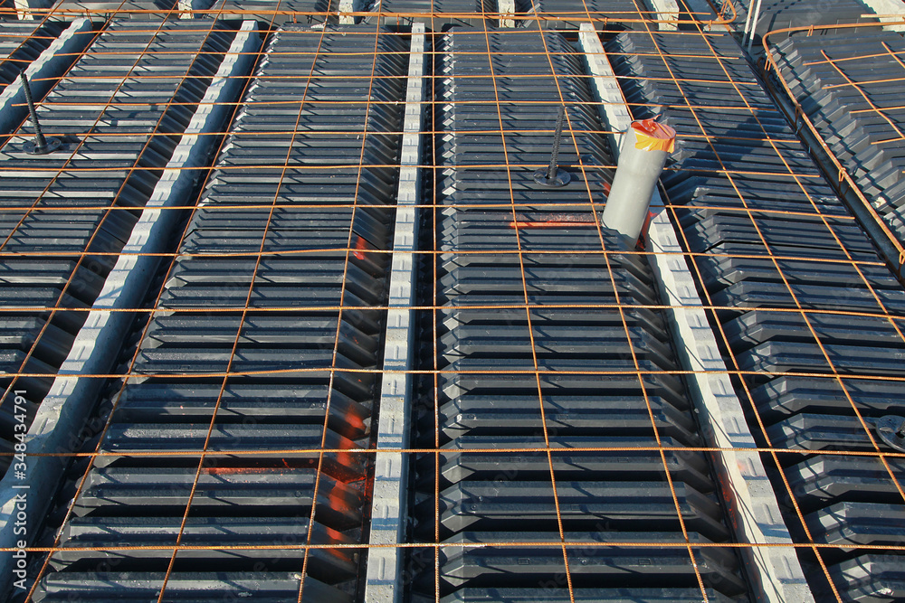 Hourdis en plastiques pour la construction de fondation Stock Photo ...