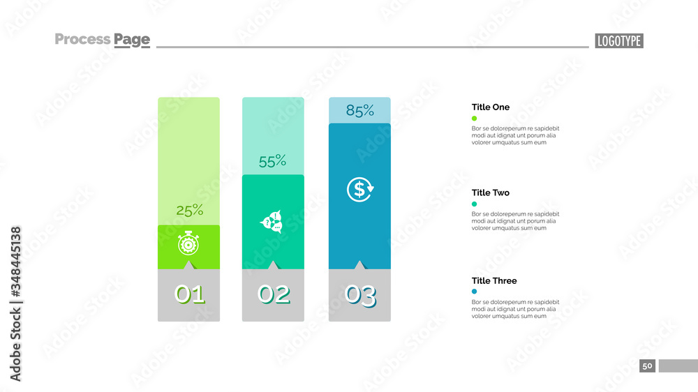 Three columns bar chart. Business data. Comparison, diagram, design ...
