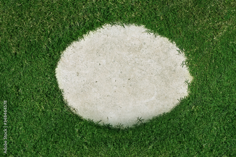 Background, grass through slabs on the pavement. Stock Photo | Adobe Stock