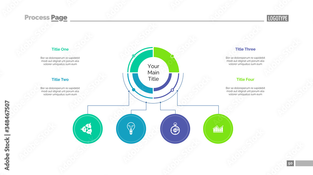 Branches of development slide template. Business data. Graph, diagram ...