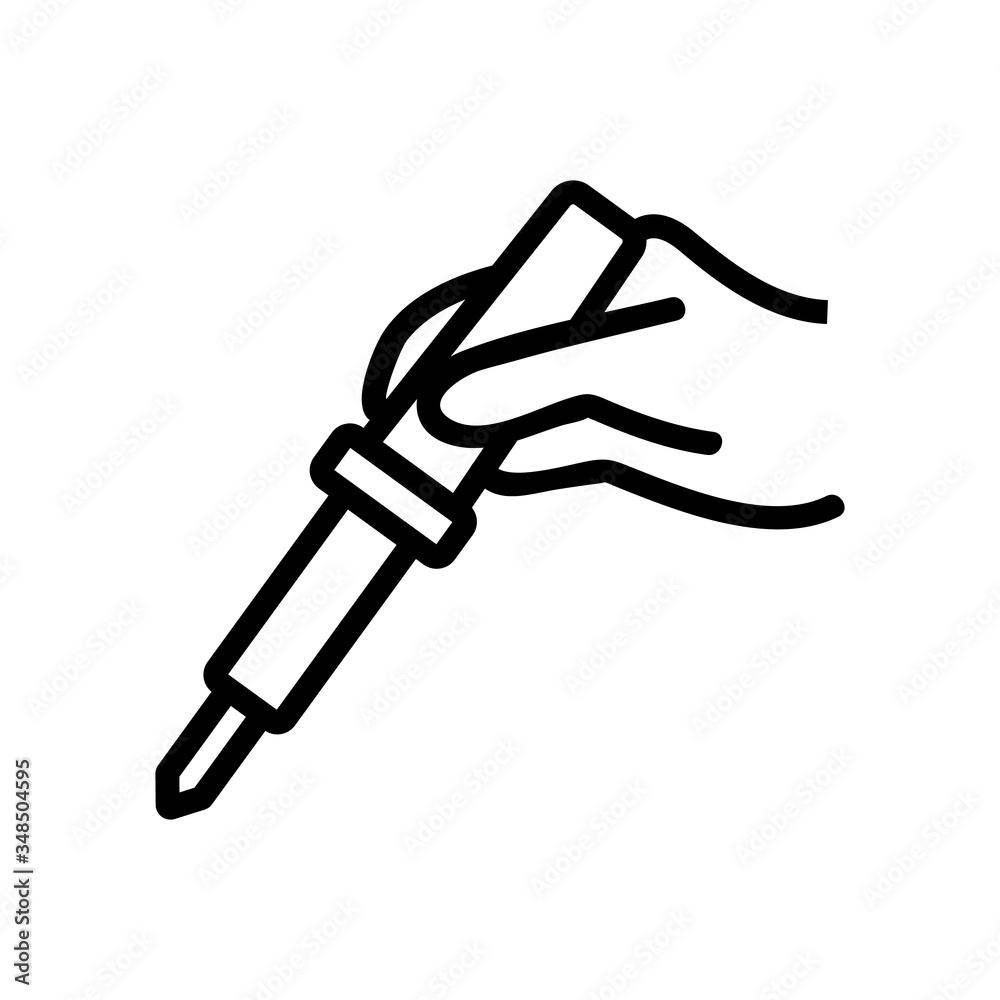 hand holding soldering iron icon vector. hand holding soldering iron ...