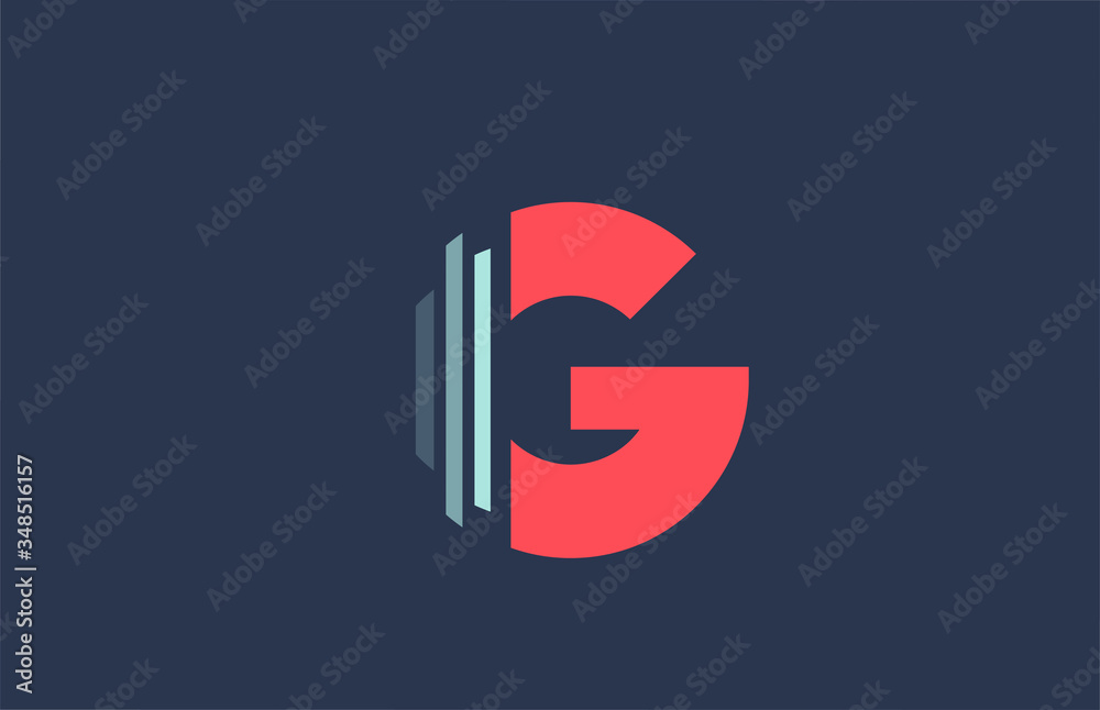 G red blue alphabet letter logo icon for company and business with line ...