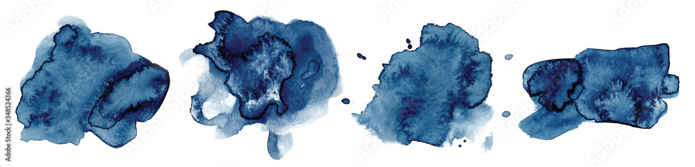 Abstract watercolor classic blue shapes on white background. Color ...