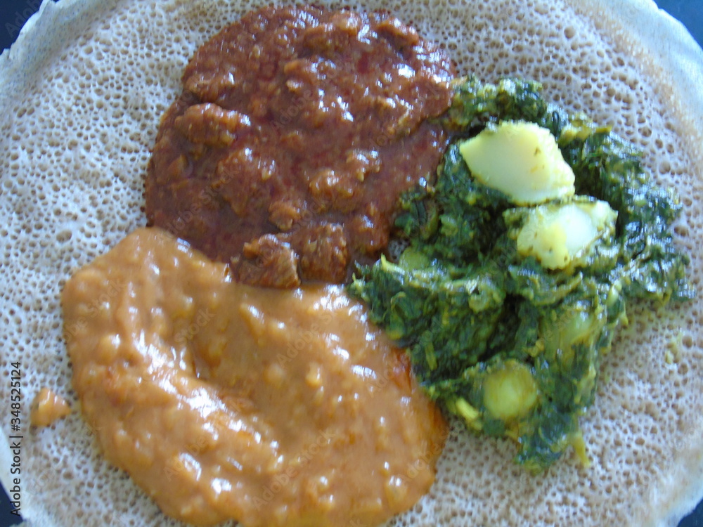 Asmara, Eritrea - 08/05/2020: Ethiopian and Eritrean food, assortment ...