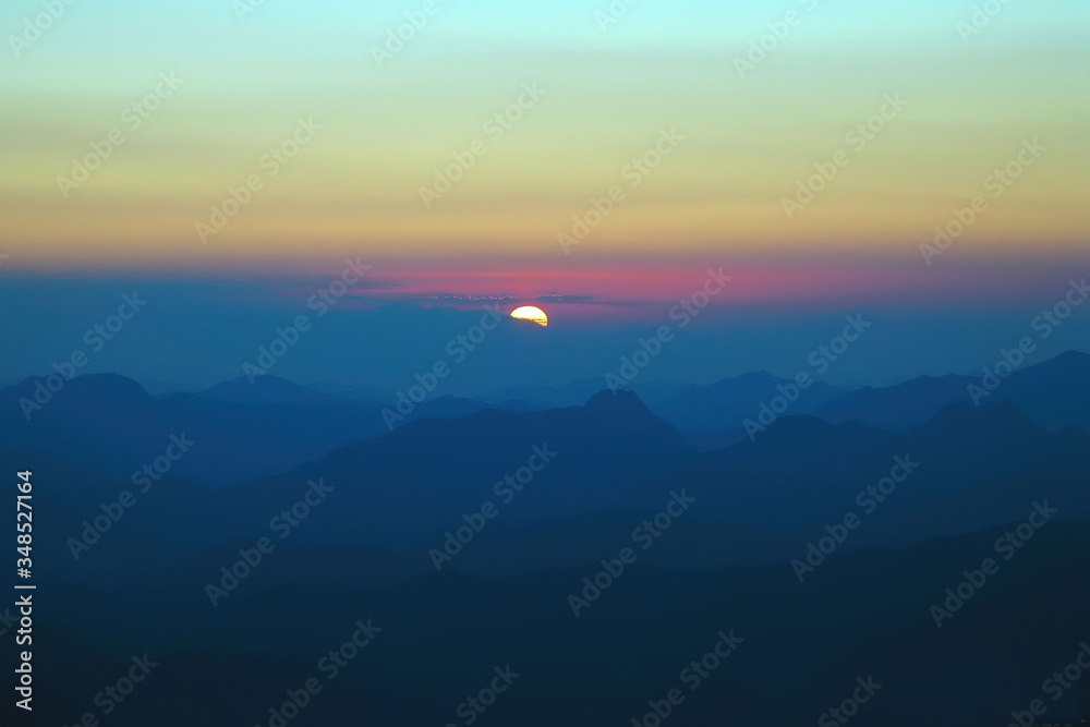 Sunrise over the Mount Sinai traditionally known as Jabal Musa ...