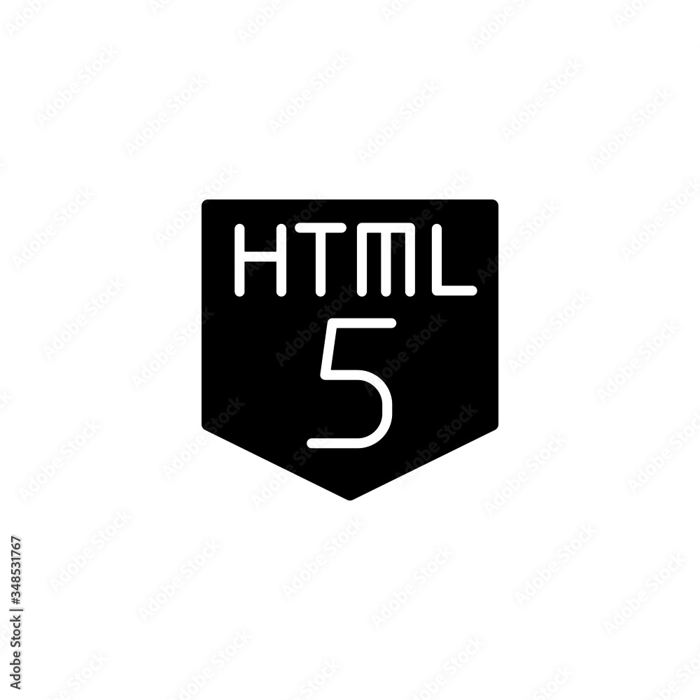 Html 5 icon vector in black solid flat design icon isolated on white ...