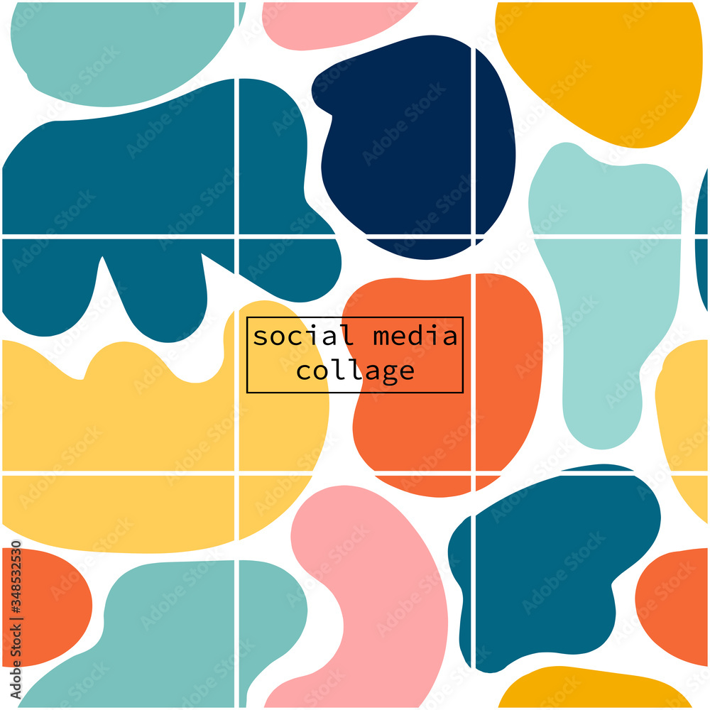 Vector set of social media post templates with abstract organic shapes ...