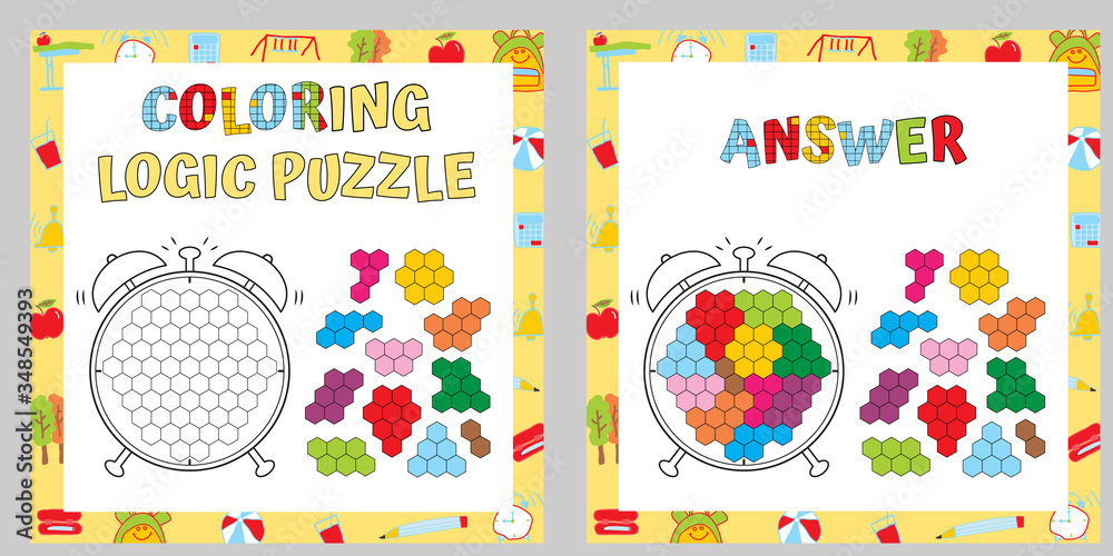Coloring Logic Puzzle. Educational Game. Fine Motor Skills Worksheet ...