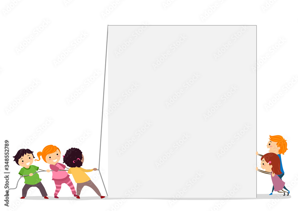 Stickman Kids Work Together Board Illustration Stock Vector | Adobe Stock