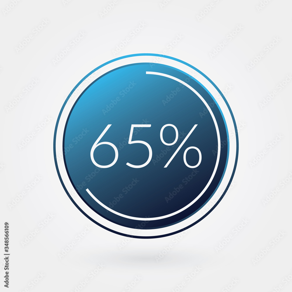 Vetor do Stock: 65 percent circle chart, isolated symbol. Vector blue ...