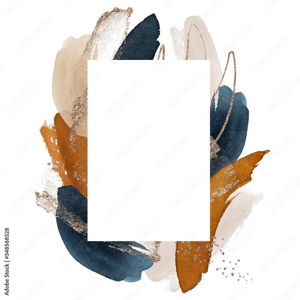 Frame. Terracotta, navy, blue, orange, blush, pink, ivory watercolor ...