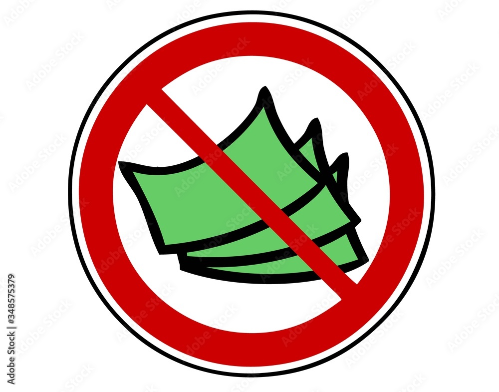 Bargeld verboten mit Geldschein in Verbotsschild Stock Illustration ...