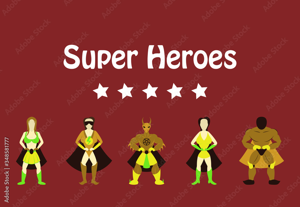 Superhero actions icon set in cartoon colored style different poses ...